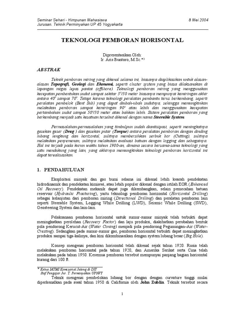 Teknologi Pemboran Horizontal Modern | PDF