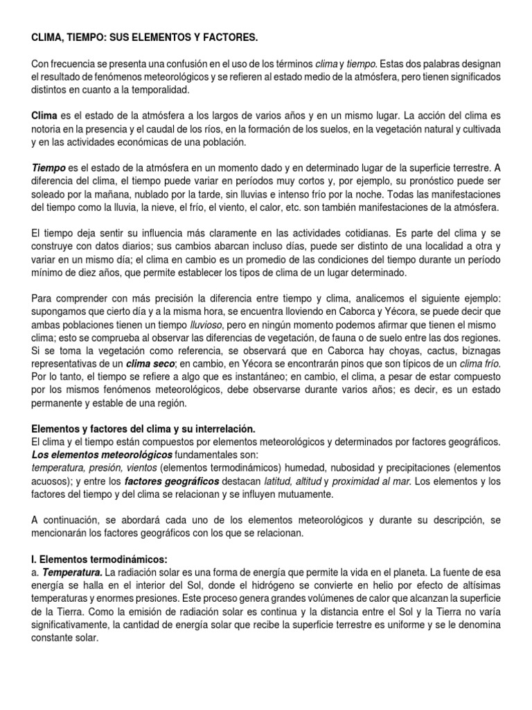 Lectura Clima y Tiempo | PDF | Tierra | Clima