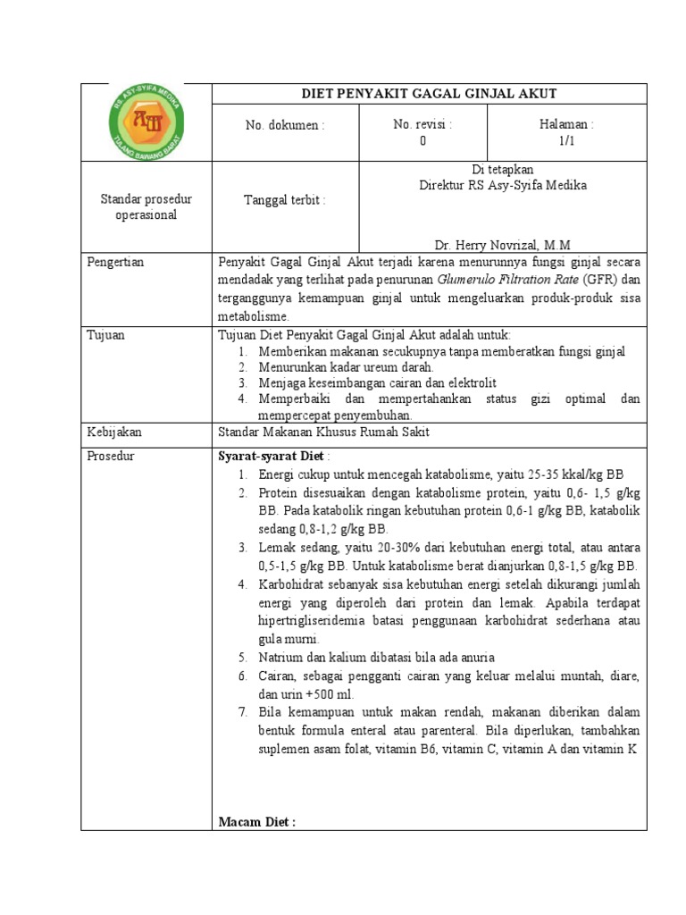 Spo Diet Penyakit Gagal Ginjal Akut | PDF