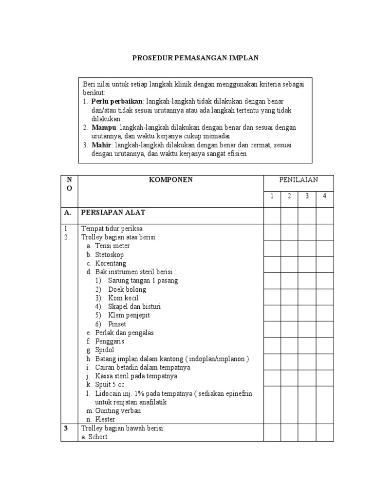 Daftil Pemasangan Implan | PDF