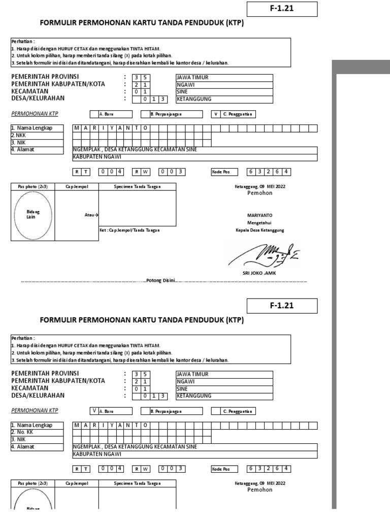Sistim Formulir KTP | PDF