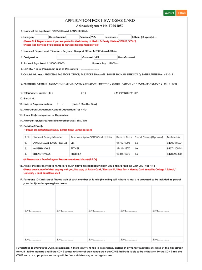 CGHS Card Application Form Guide | PDF | Identity Document | Government ...