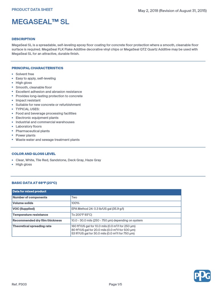 Megaseal™ SL: Product Data Sheet | PDF | Concrete | Legal Liability