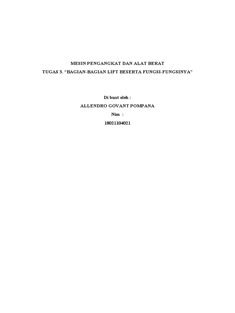 Komponen dan Fungsi Lift | PDF