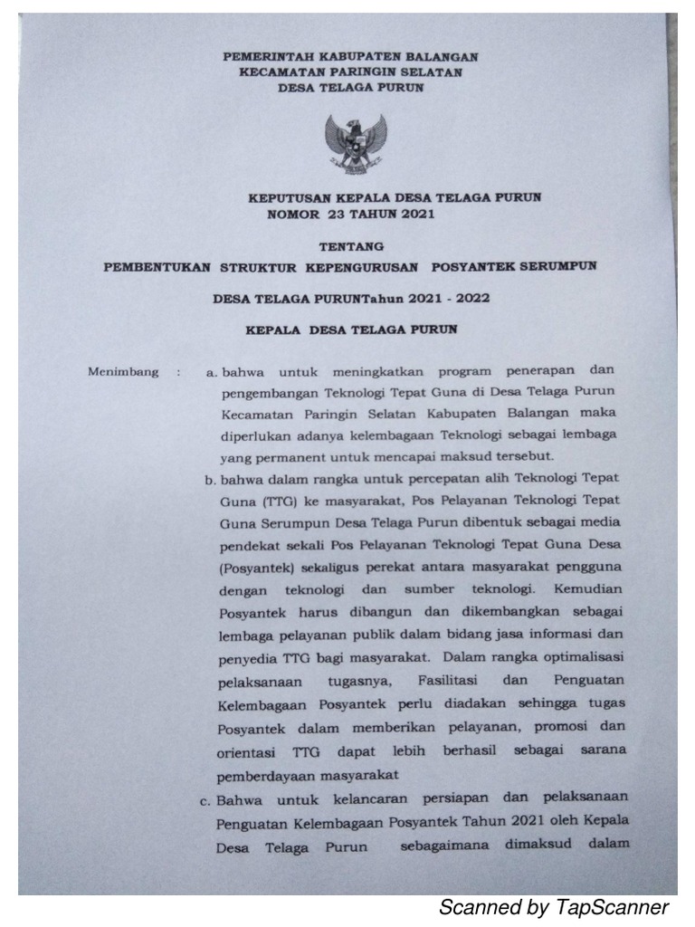SK Posyantek Telaga Purun | PDF