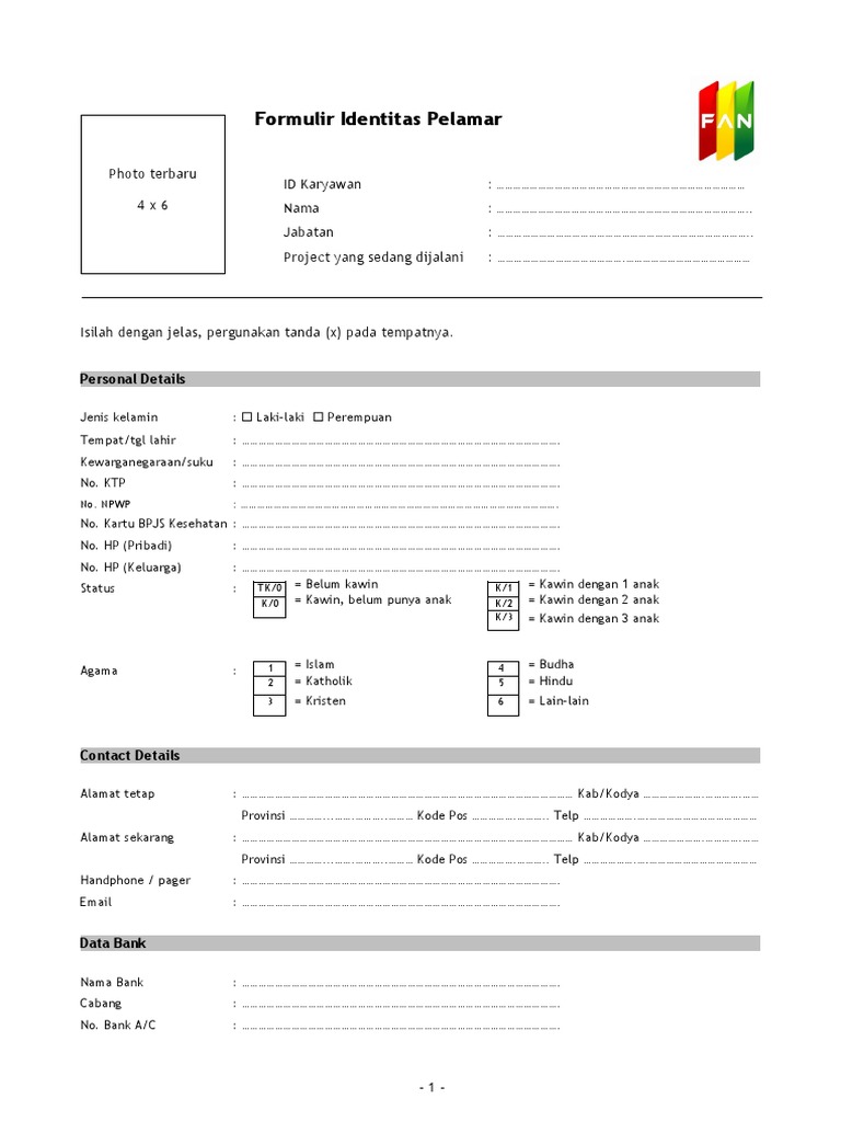 Form Identitas | PDF