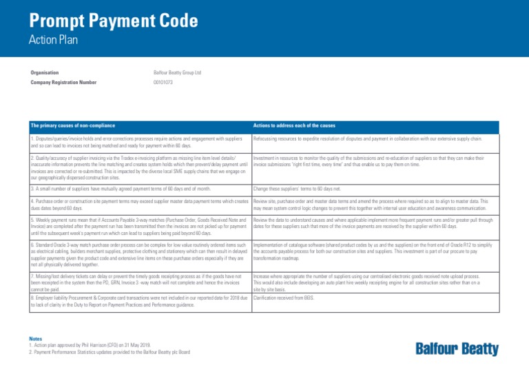 Prompt Payment Action Plan | PDF | Accounts Payable | Invoice