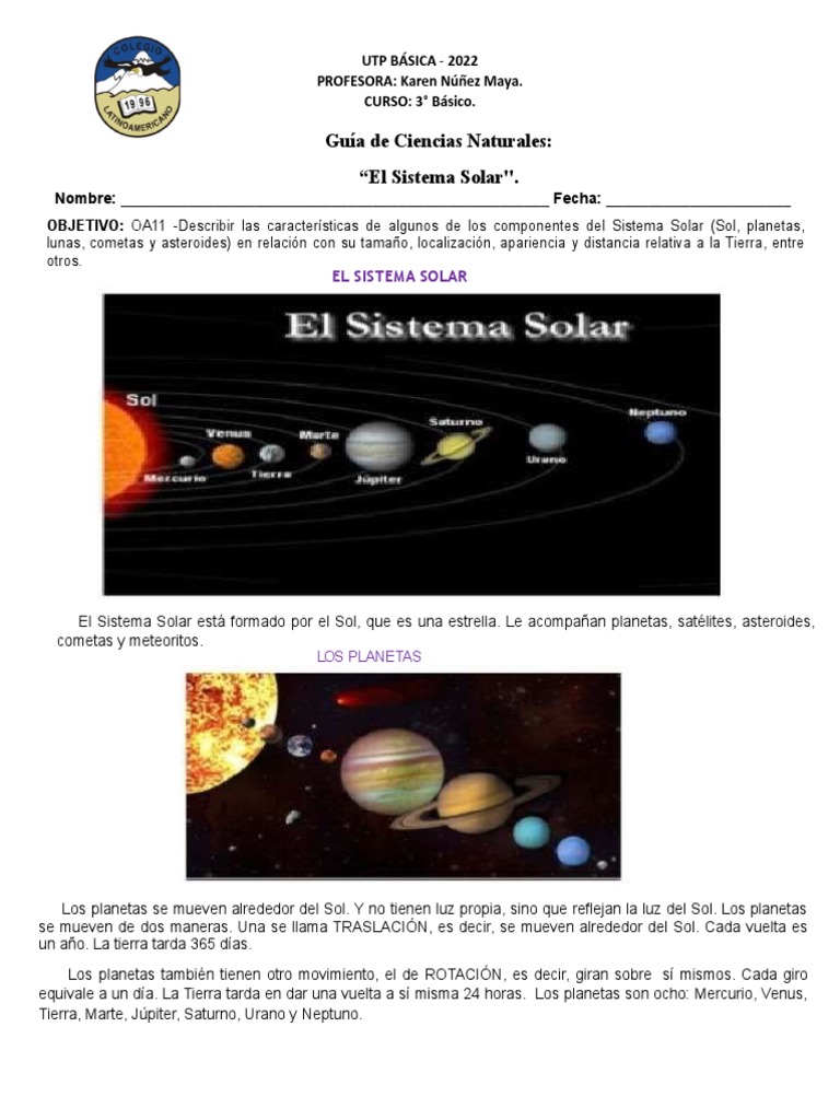 Guía Sistema Solar | PDF | Sistema solar | Luna