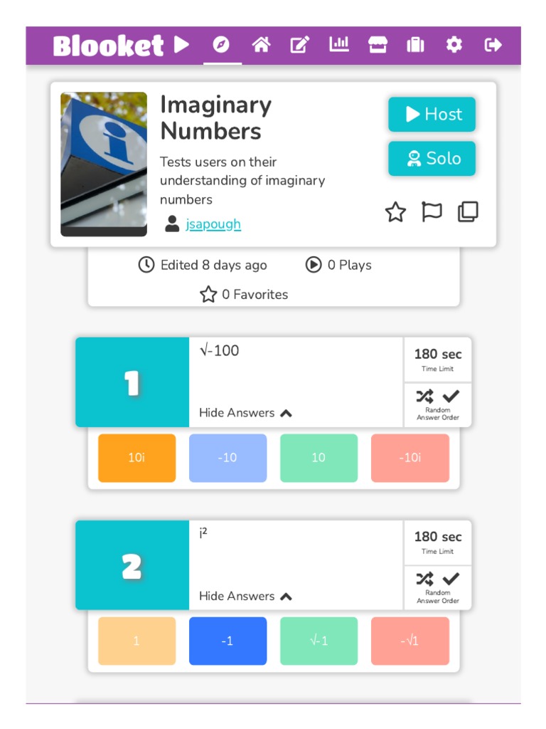 Imaginary Numbers Blooket | PDF