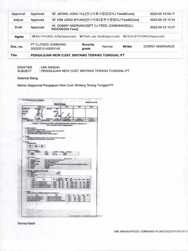 Pengajuan New Cust. Bintang Terang Tunggal - PT (It) - 001 | PDF