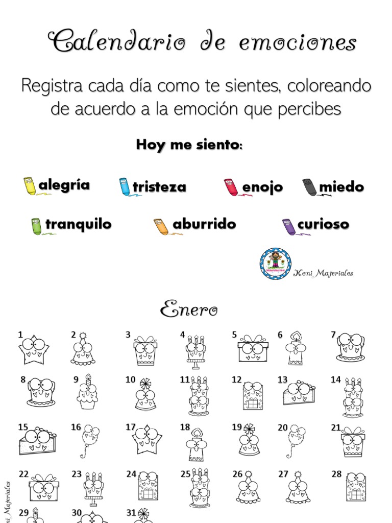 Calendario de Emociones | PDF | Las emociones | Experiencia subjetiva