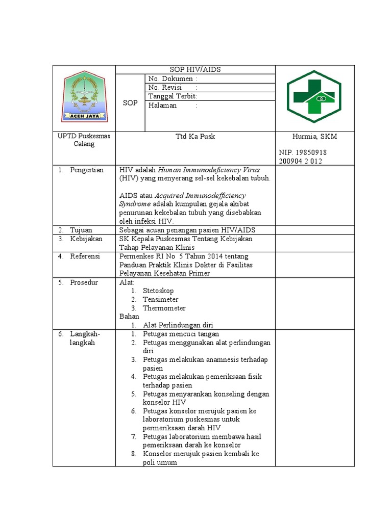 Sop Hiv | PDF