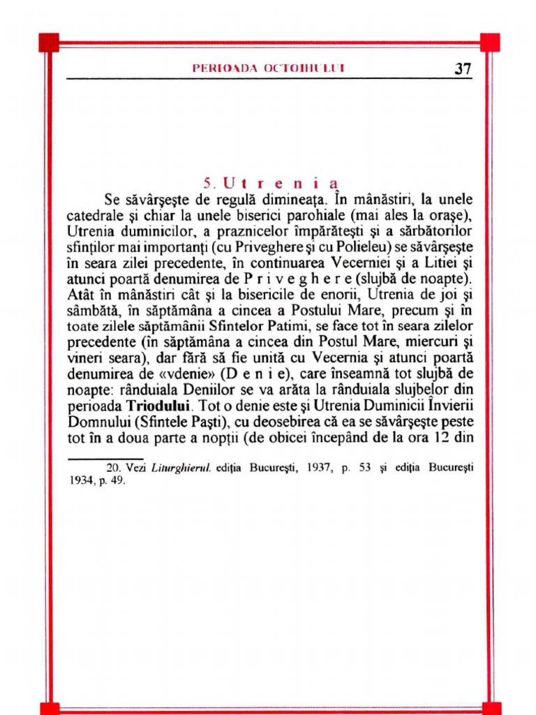 Rânduiala Utreniei | PDF