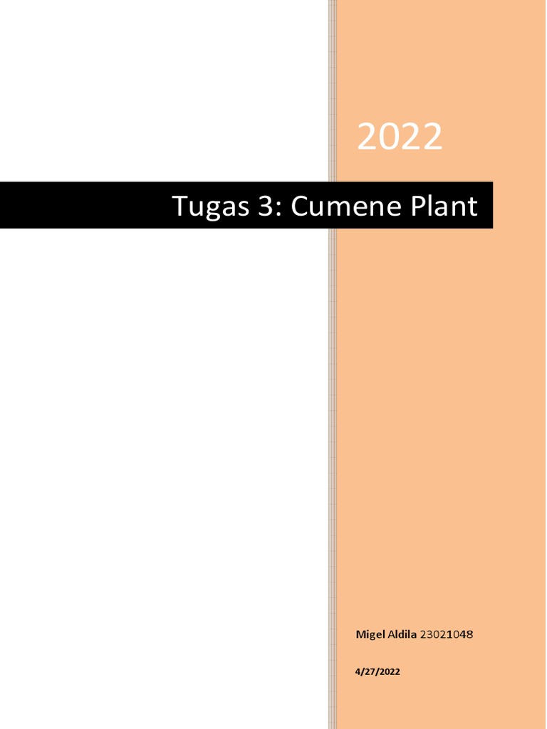 Tugas Besar 3 Cumene Plant Migel Aldila 23021048 1 | PDF