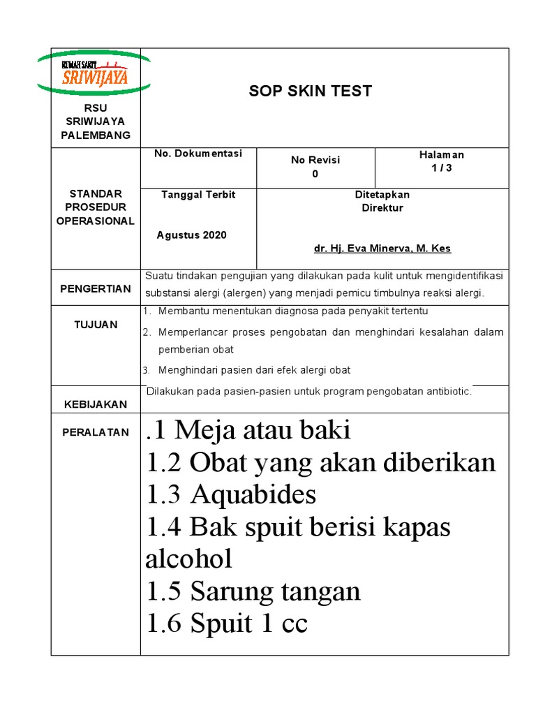 Sop Skin Test | PDF