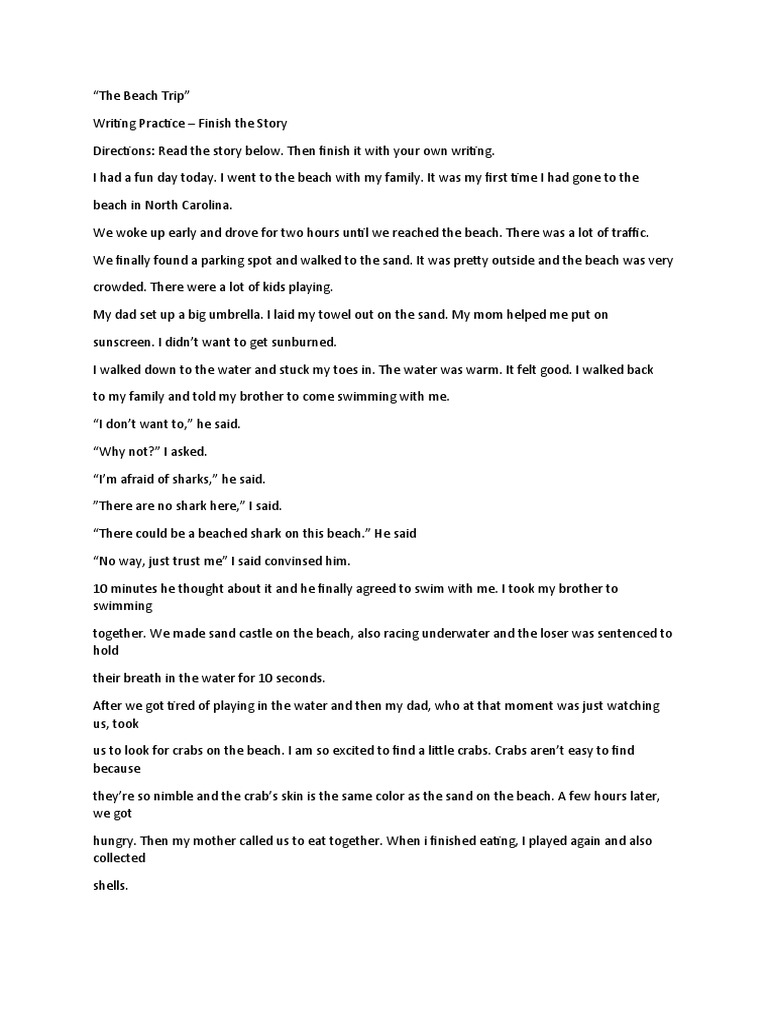 Kids' Beach Adventure Story | PDF