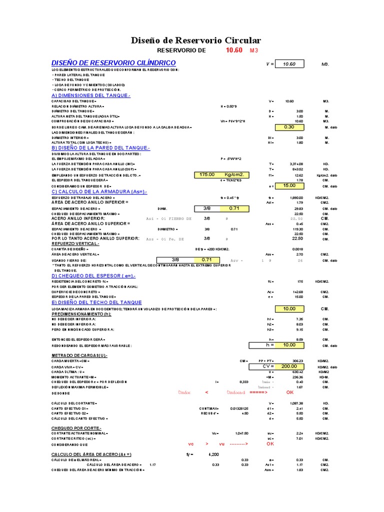 Diseno Reservorio Circular 10m3 | PDF | Fundación (Ingeniería) | Materiales