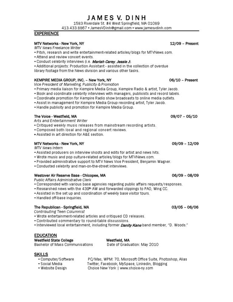 James Resume 2011 | PDF