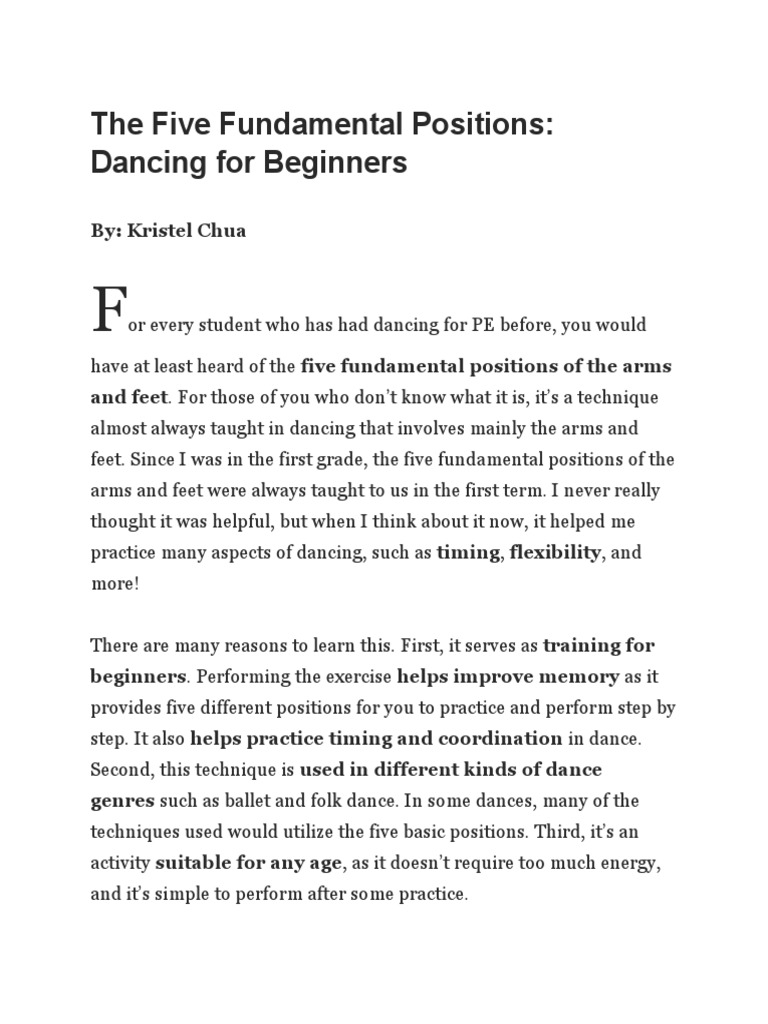 The Five Fundamental Positions | PDF | Foot | Dances