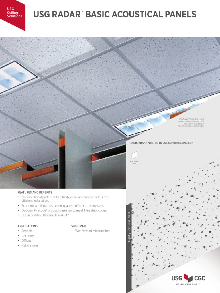Usg Drop Ceiling Tile Data Sheet | PDF | Building Engineering