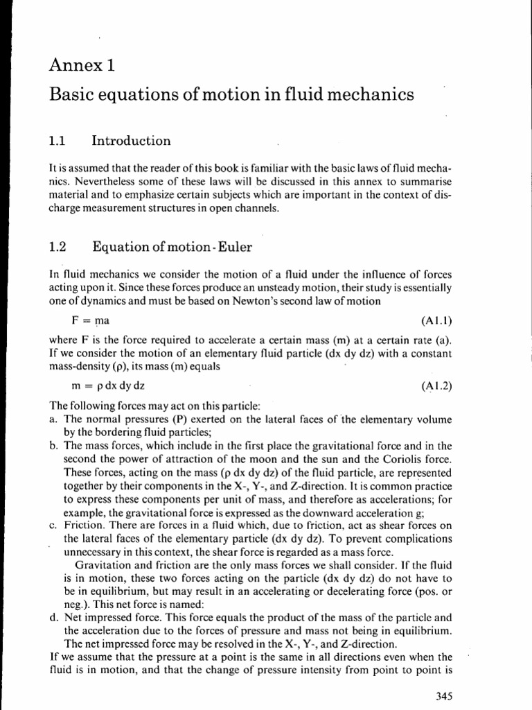 Euler Equations in Fluid Dynamics | PDF | Force | Acceleration