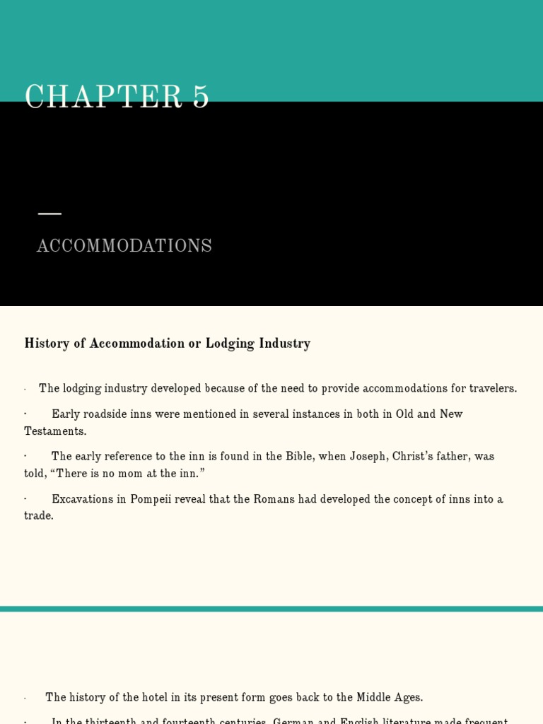 Chapter 5 - Accommodations | PDF | Franchising | Hotel