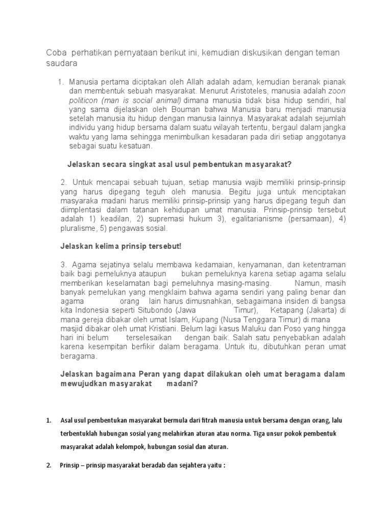 Diskusi 3 Pendidikan Agama Islam | PDF | Ilmu Sosial | Agama ...