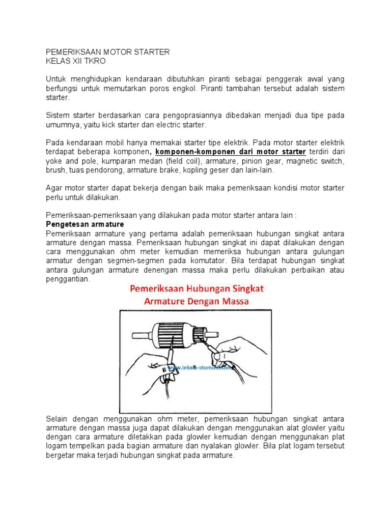 Pemeriksaan Motor Starter Lengkap | PDF | Sains & Matematika ...