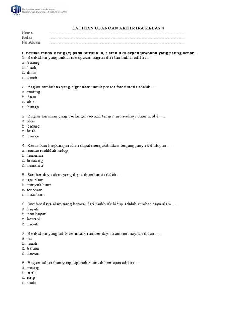 Pas Ipa Kelas 4 | PDF | Griya & Taman | Kesehatan Holistik