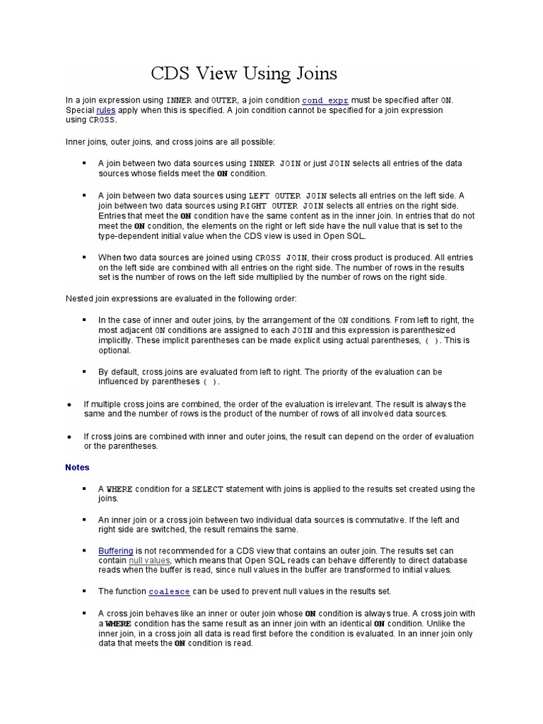 CDS View Using Joins | PDF | Computer Science | Software Engineering