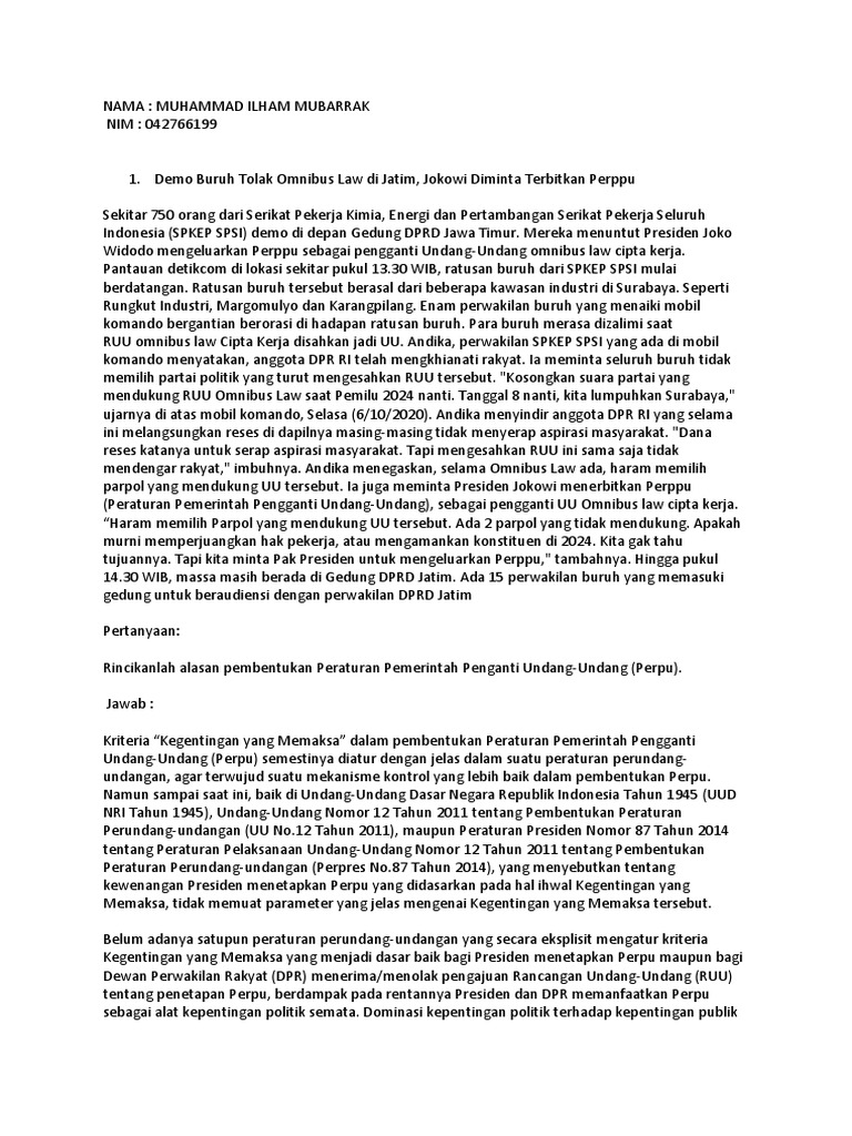 Tugas 3 Ilmu Perundang Undangan | PDF