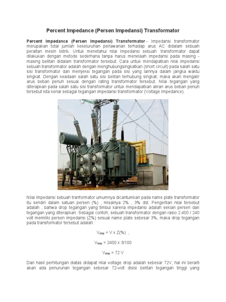 Bagus - Percent Impedance (Persen Impedansi) Transformator - Calculation | PDF