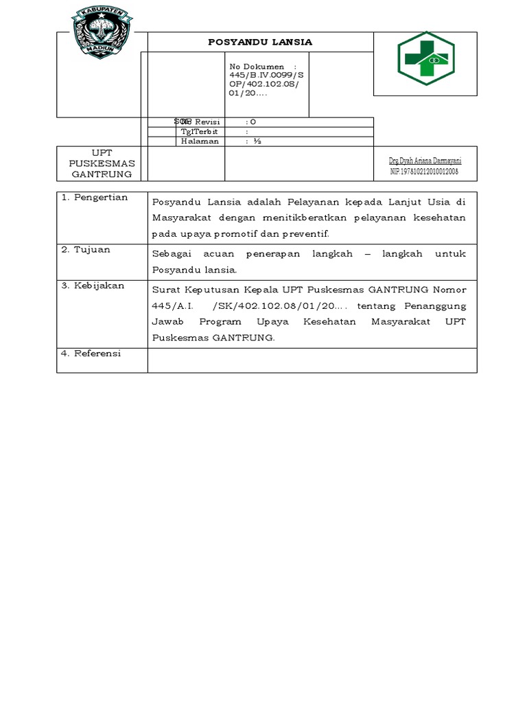 SOP LANSIA Gantrung 2 | PDF