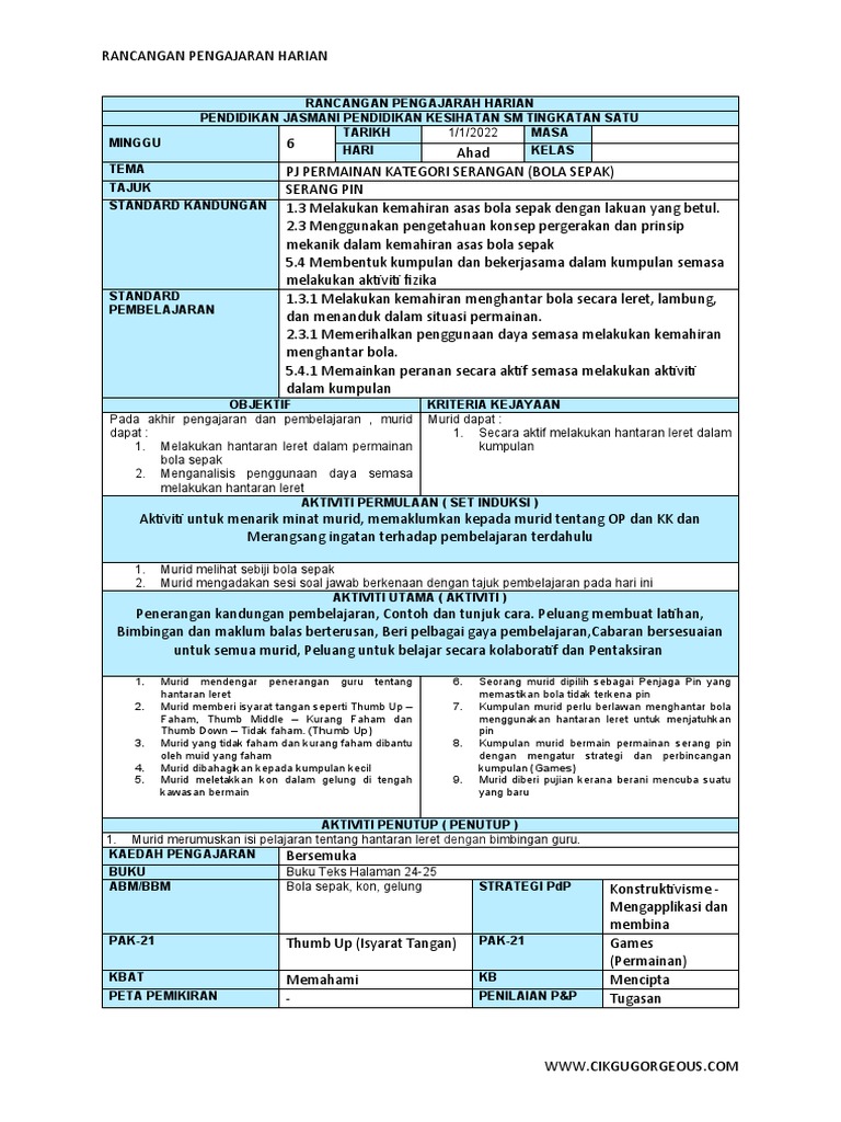 RPH PJPK Tingkatan 1 Minggu 6 | PDF | Karier & Perkembangan