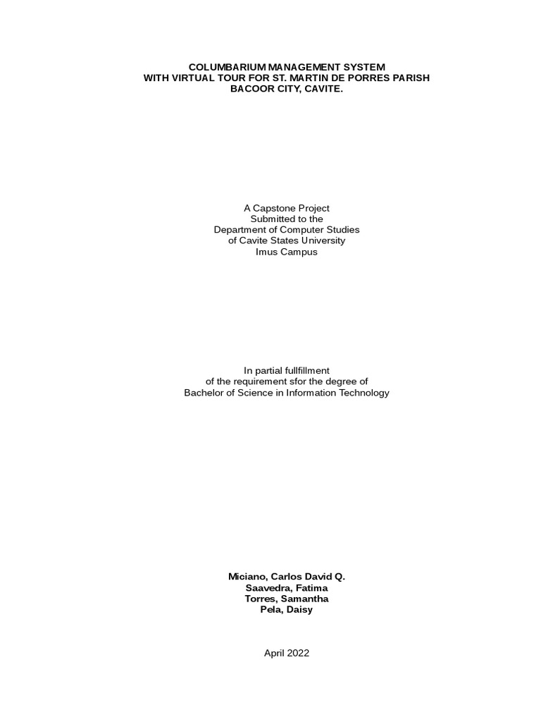 Columbary Management System With Virtual Tour | PDF | Computing ...