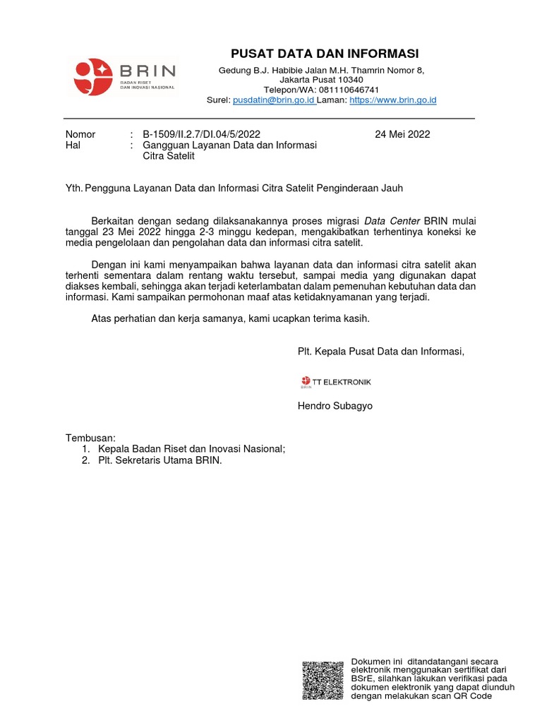 Surat Dari BRIN | PDF