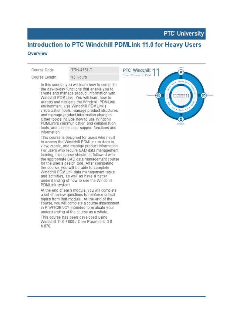 TRN-4751 Introduction To PTC Windchill PDMLink 11.0 For Heavy Users ...