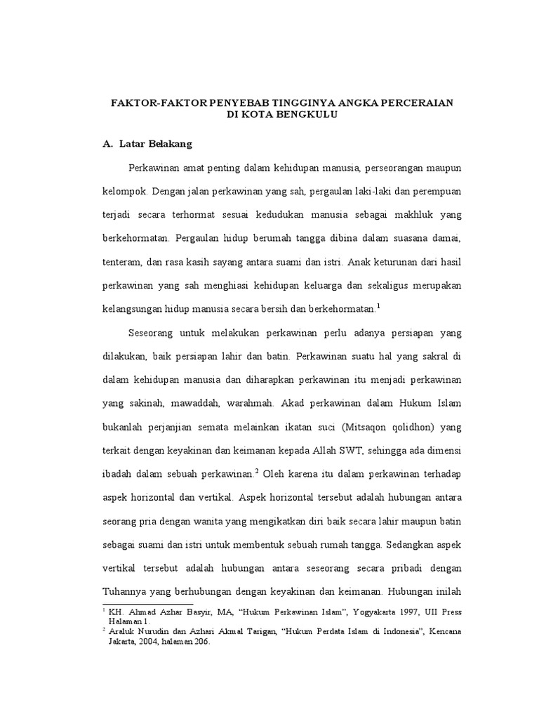 Faktor Faktor Penyebab Perceraian Pdf