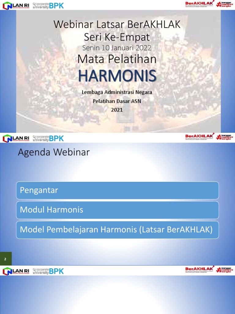 Slide Webinar Latsar BerAKHLAK Harmonis 2022 | PDF