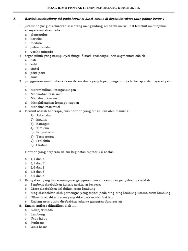 Soal Ilmu Penyakit Dan Penunjang Diagnostik Neng Iin | PDF