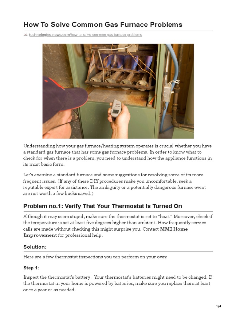 How To Solve Common Gas Furnace | PDF | Thermostat | Furnace