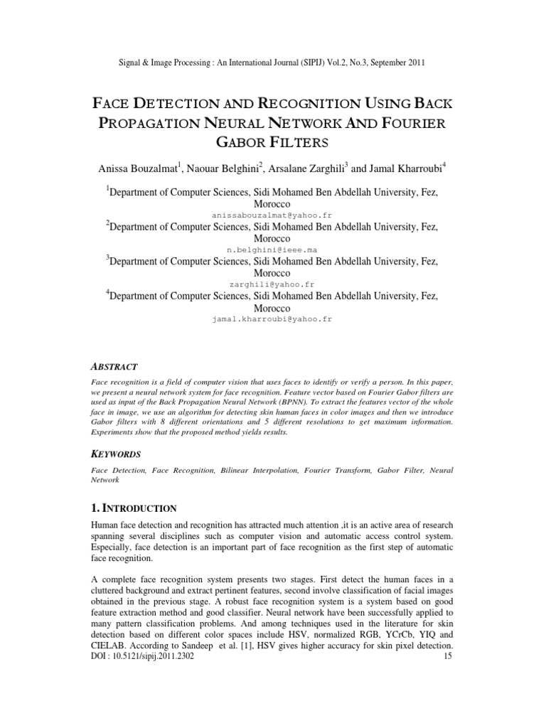 Face Detection And Recognition Using Back Propagation Neural Network And Fourier Gabor Filters