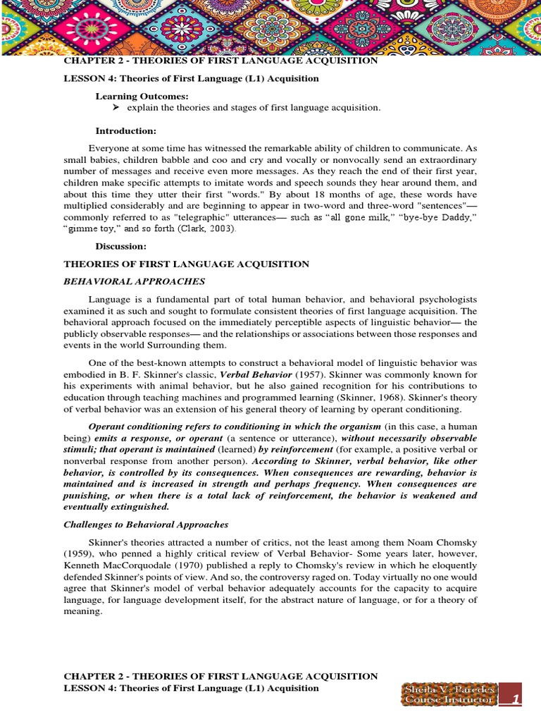 ELT 1 - Principles and Theories of Language Acquisition and Learning ...