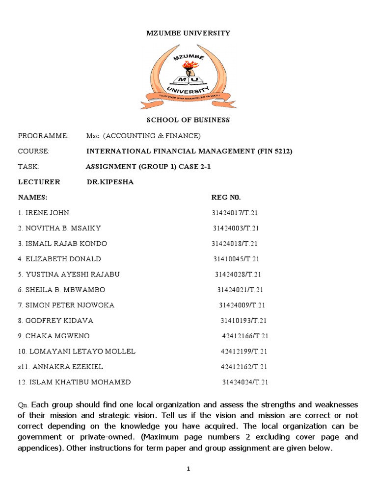 Group 1 Assignment STG MGT 2022 | PDF | Tanzania | Loans