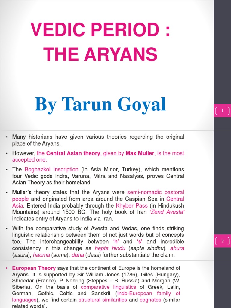 Vedic Period: The Aryans: by Tarun Goyal | PDF | Vedas | Upanishads