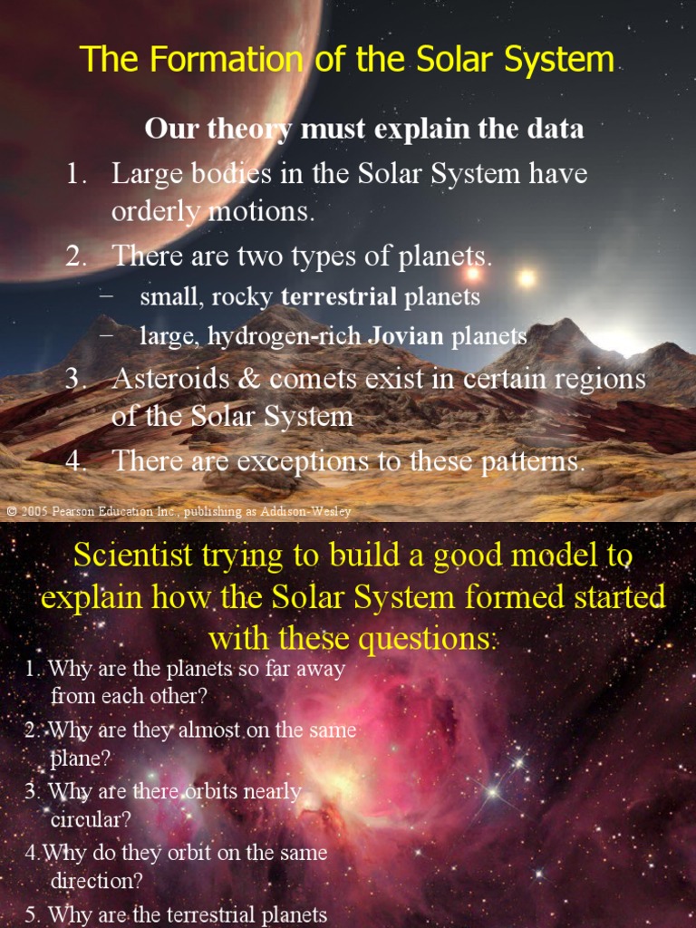 The Formation of The Solar System: Our Theory Must Explain The Data ...