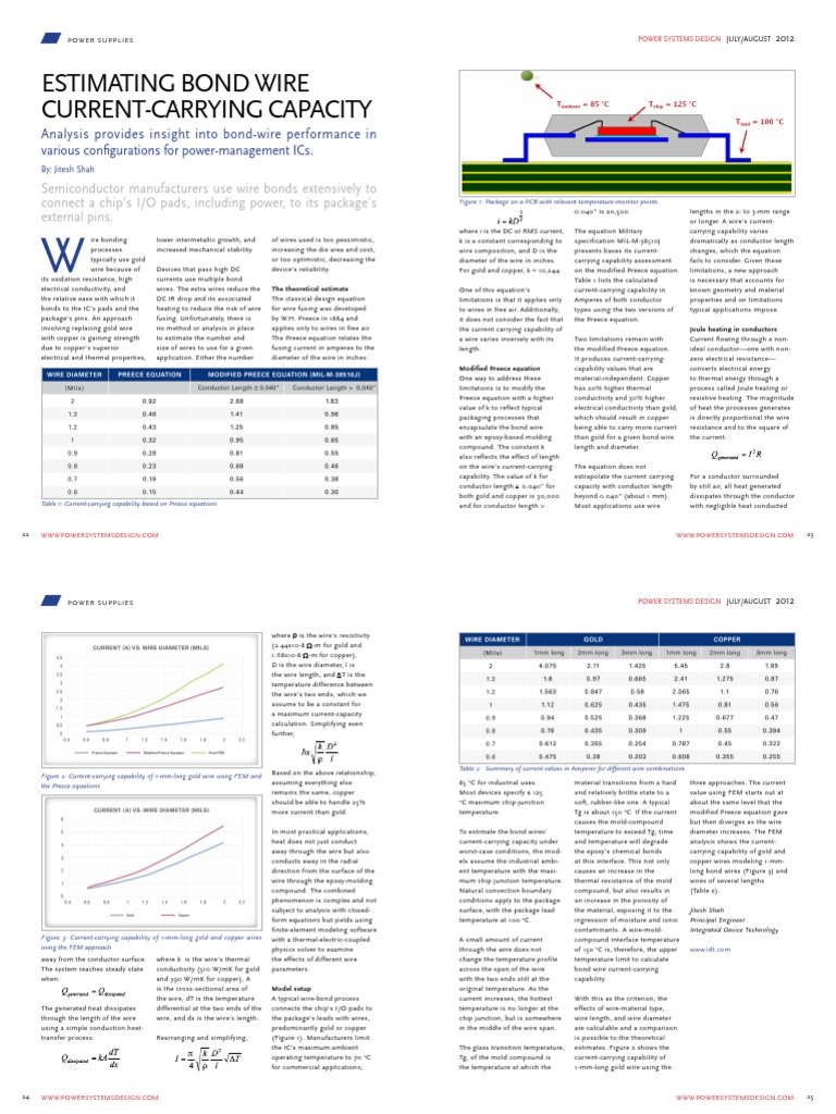 Estimating Bond Wire Current-Carrying Capacity | PDF | Electrical ...