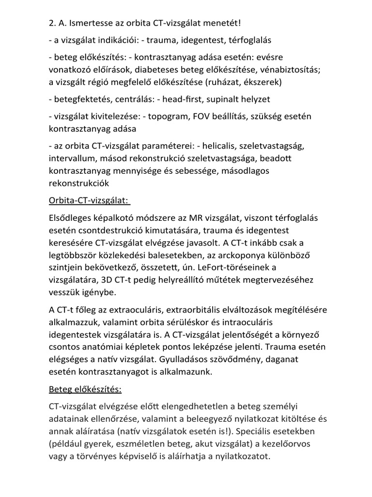 Orbita CT! MR Kontrasztanyagok! | PDF