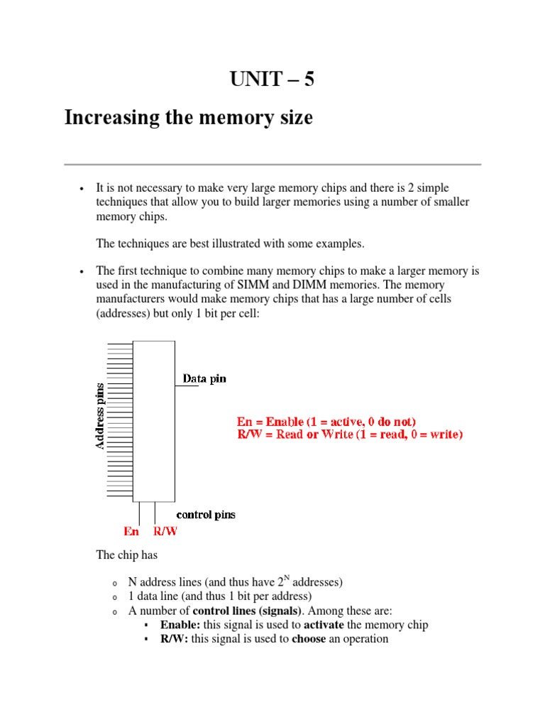 Unit - 5 Increasing The Memory Size | PDF | Computer Data Storage | Process (Computing)