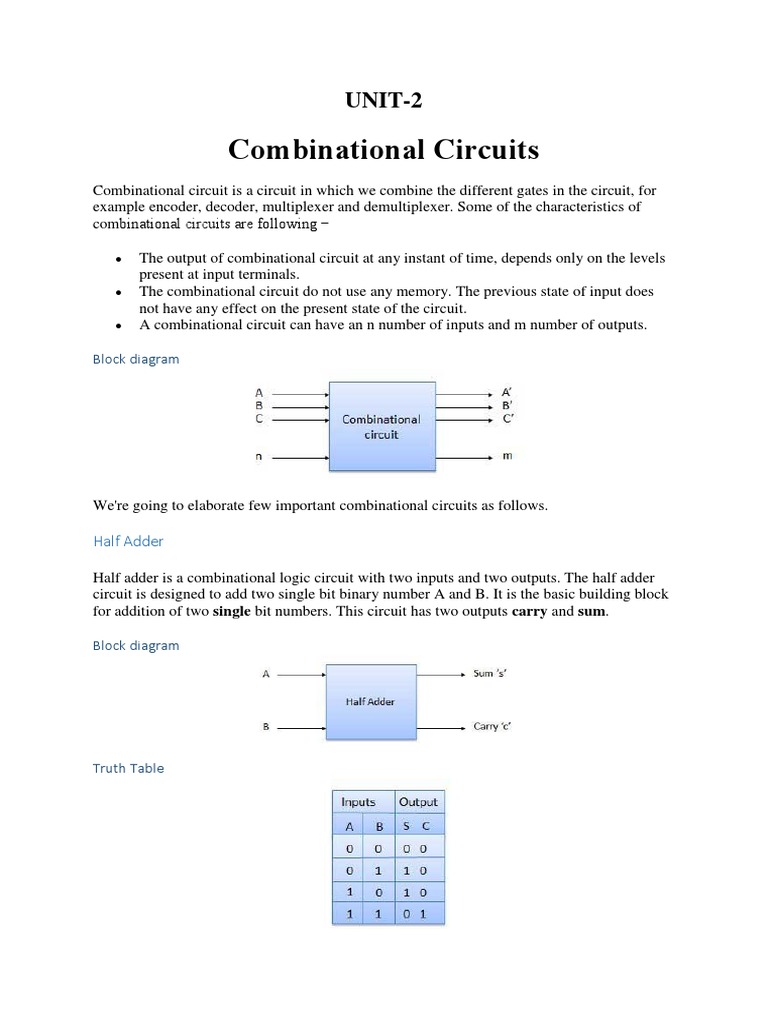 Combinational Circuits: UNIT-2 | PDF | Subtraction | Computer Engineering